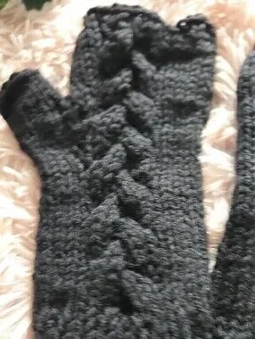 myself | Accessories | New Black Cable Handknit Fingerless Gloves ...